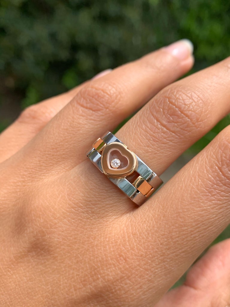 Chopard Happy Diamond Steel and Rose Gold Panther Link Flex Ring at ...