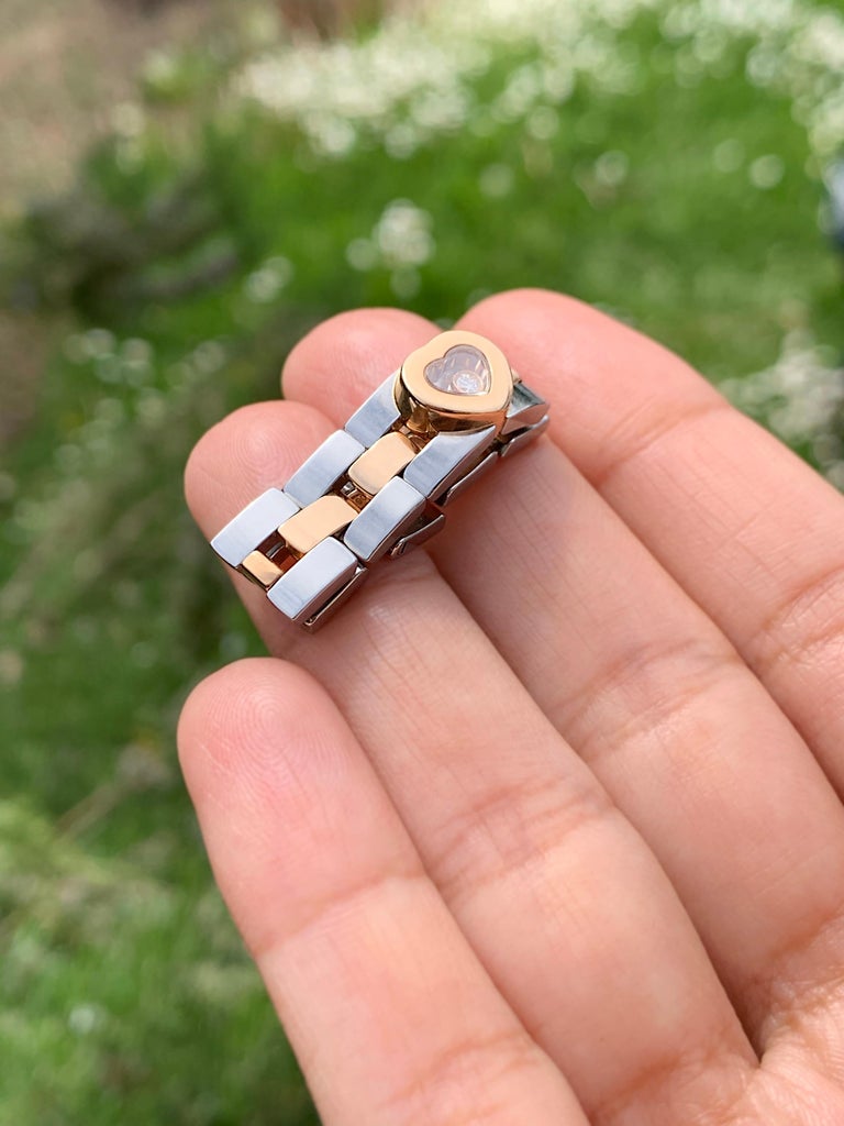 Chopard Happy Diamond Steel and Rose Gold Panther Link Flex Ring at ...