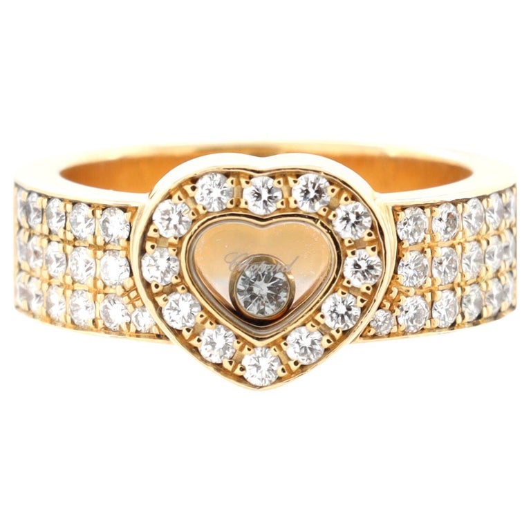 Chopard Happy Diamonds 1 Diamond Heart Band Ring 18K Yellow Gold with ...