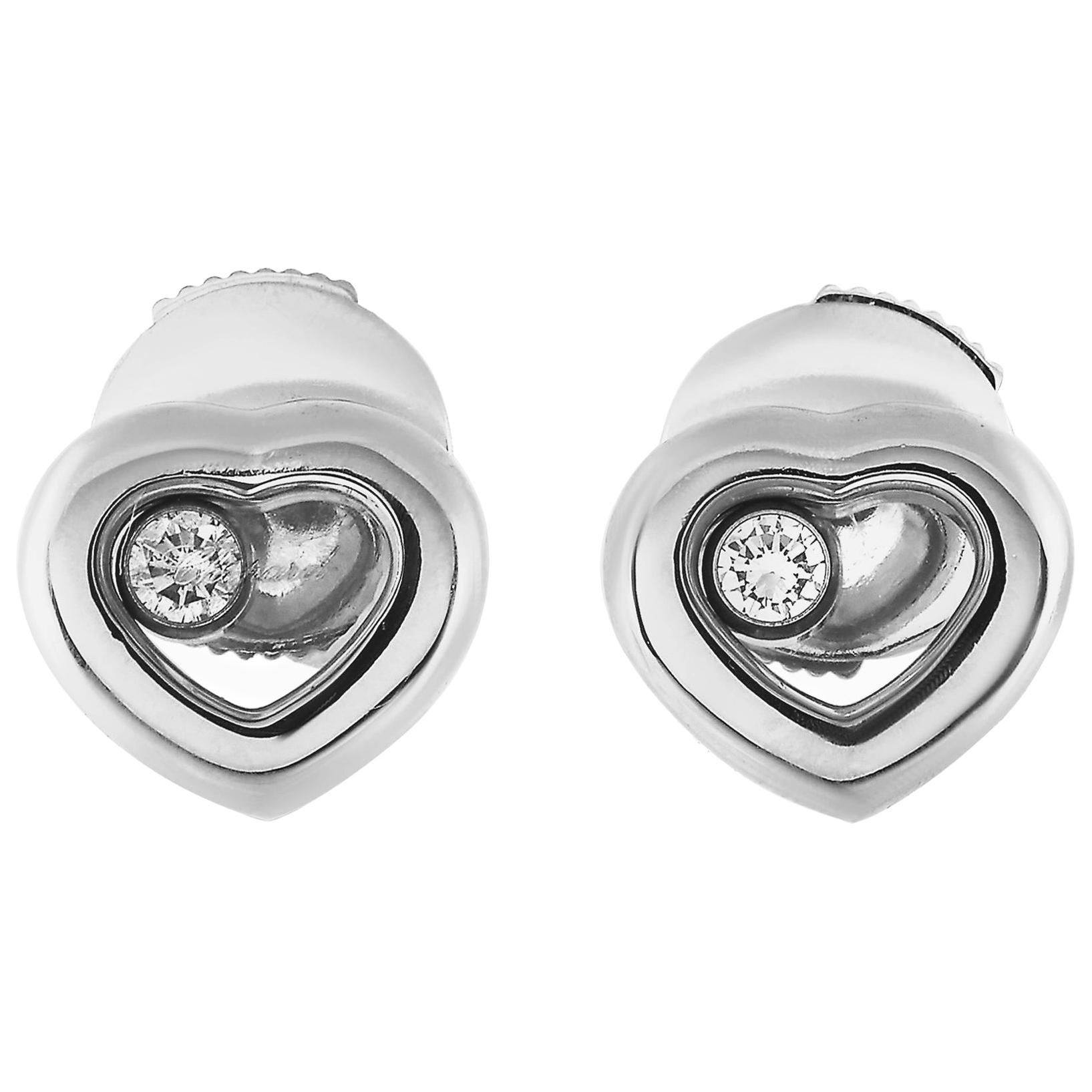 Chopard Happy Diamonds 18 Karat White Gold Floating Diamond Heart ...