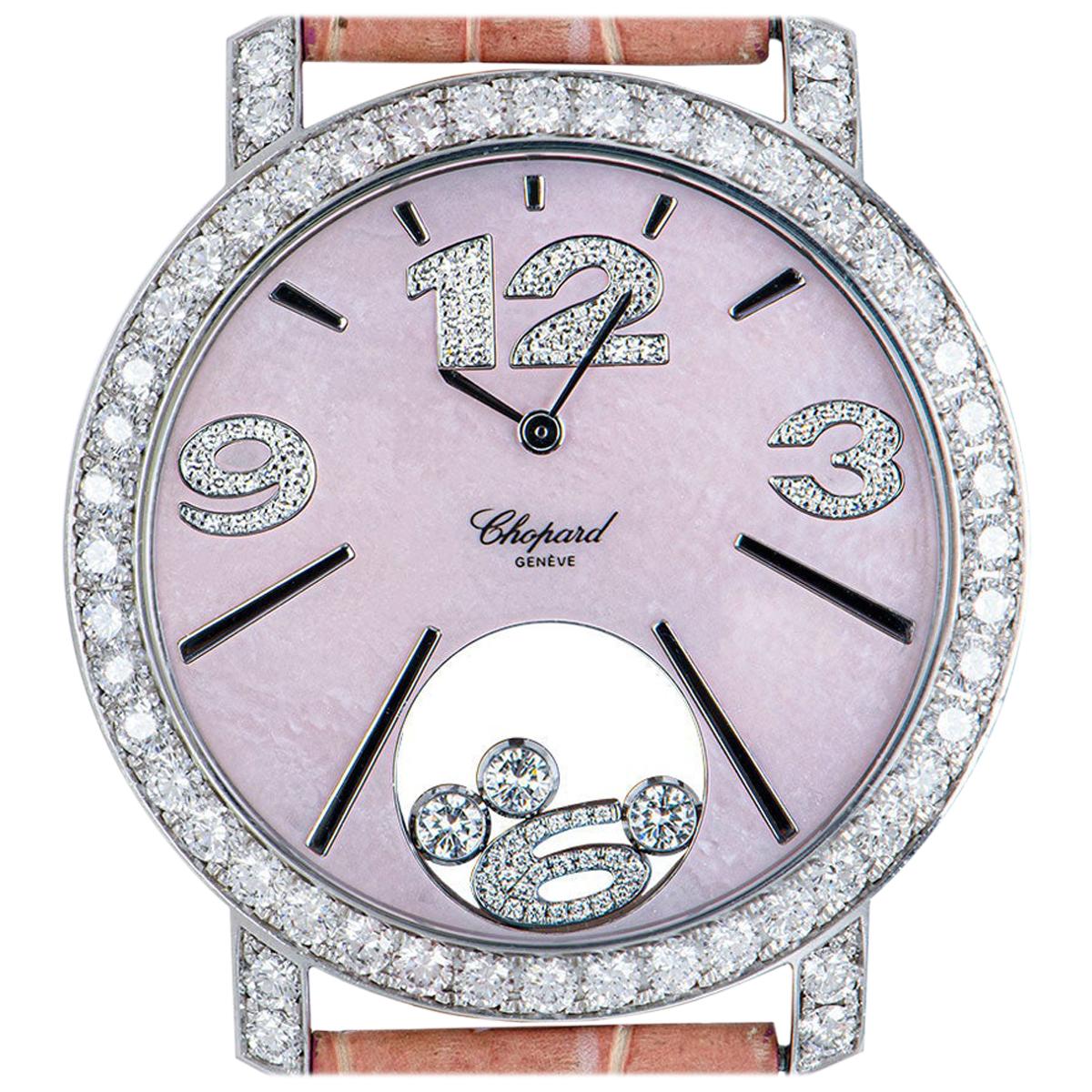 Chopard 18 Karat White Gold Diamond and Mother of Pearl Watch For Sale ...