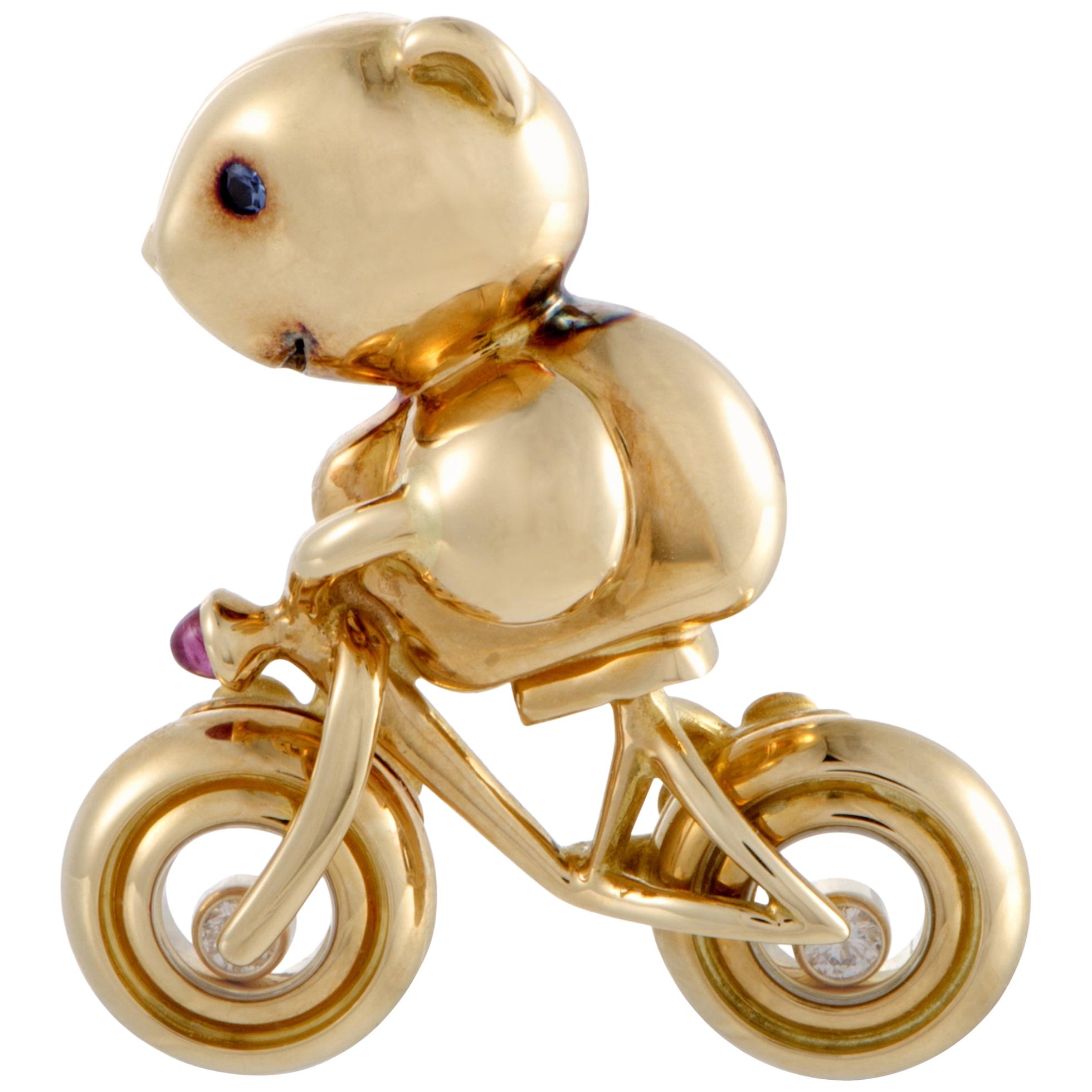 Chopard Happy Diamonds 18 Karat Yellow Gold Floating Diamonds, Sapphire ...