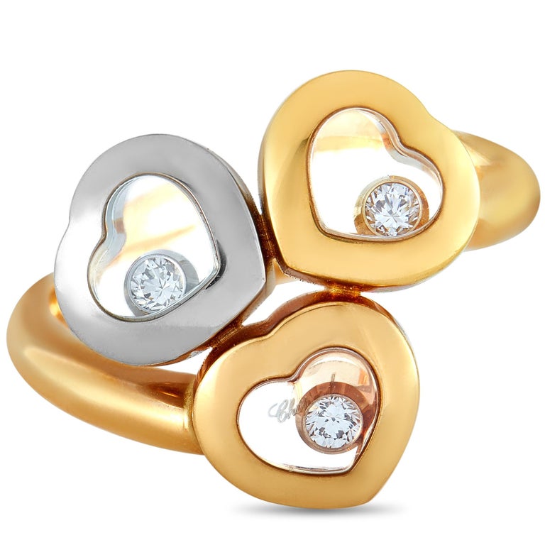 Chopard Happy Diamonds 18K Rose and White Gold 3 Floating Diamonds 3 ...