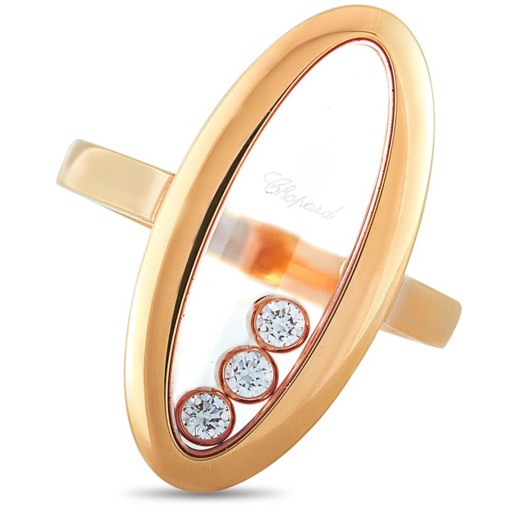 Chopard Happy Diamonds 18 Karat Rose Gold and 3 Floating Diamonds Oval ...