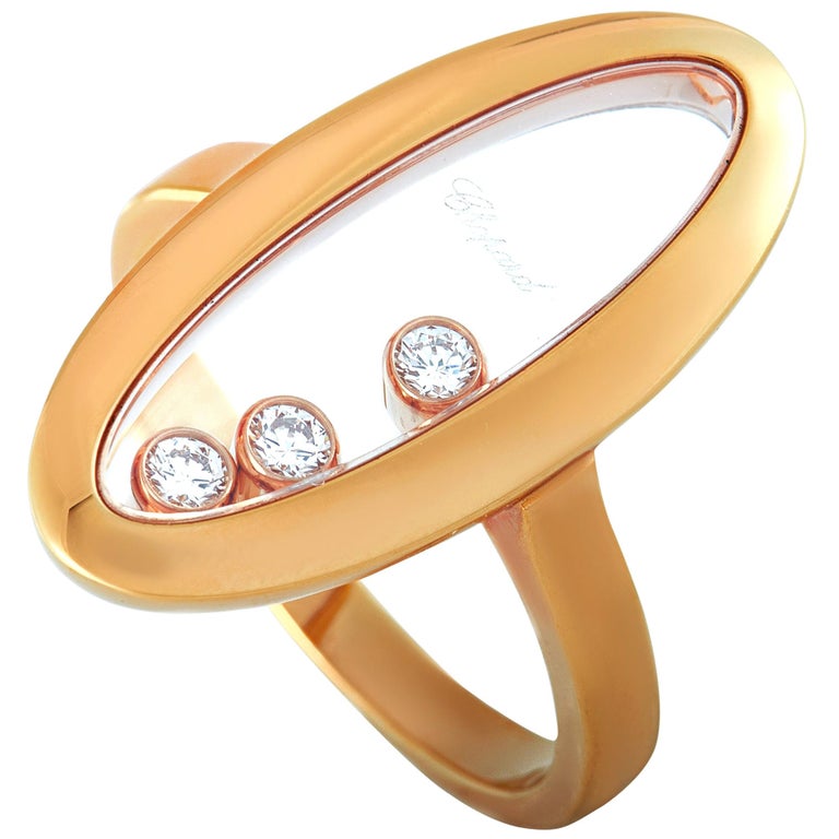 Chopard Happy Diamonds 18 Karat Rose Gold and 3 Floating Diamonds Oval ...