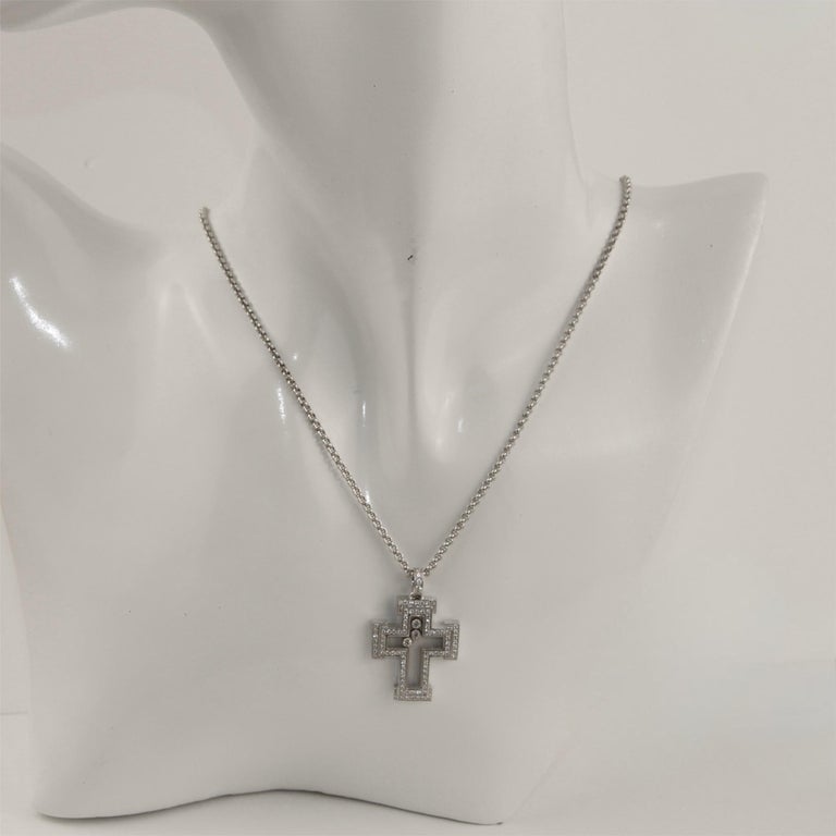 Chopard Happy Diamonds 18k White Gold 0.54ctw Diamond Cross Necklace ...
