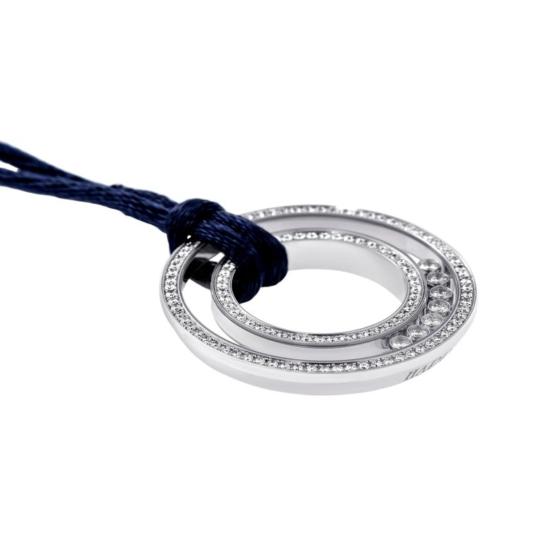 Chopard Happy Diamonds 18k White Gold, Diamond Pendant Necklace For Sale at 1stDibs