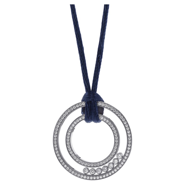 Chopard Happy Diamonds 18k White Gold, Diamond Pendant Necklace For Sale at 1stDibs