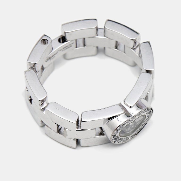 Chopard Happy Diamonds 18k White Gold Panthere Link Band Ring Size 55 ...