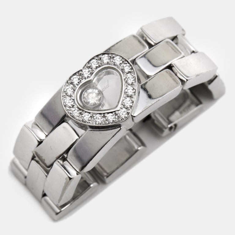 Chopard Happy Diamonds 18k White Gold Panthere Link Band Ring Size 55 ...