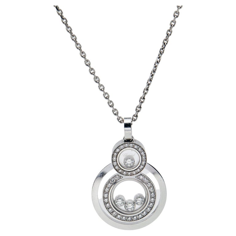 Chopard Happy Diamonds 18k White Gold Pendant Necklace For Sale at 1stDibs