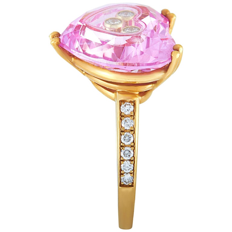 Chopard Happy Diamonds 18 Karat Yellow Gold Diamond and Pink Stone ...