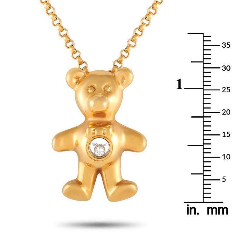 Chopard Happy Diamonds 18k Yellow Gold Diamond Bear Necklace For Sale ...