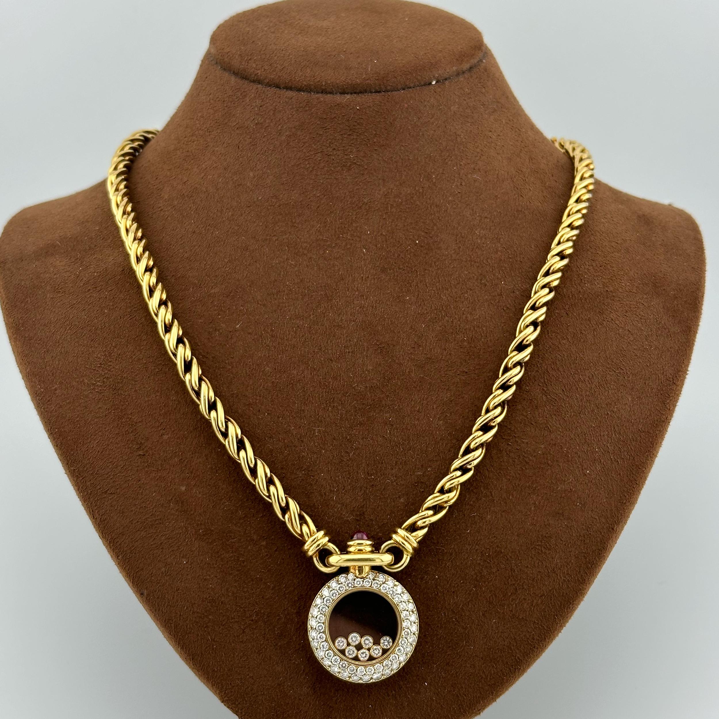 Chopard Happy Diamonds 18K Yellow Gold Necklace For Sale at 1stDibs