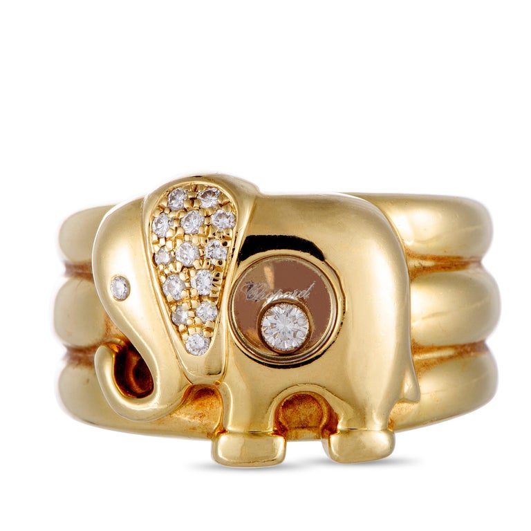 Chopard Happy Diamonds Diamond and Yellow Gold Elephant Band Ring at ...