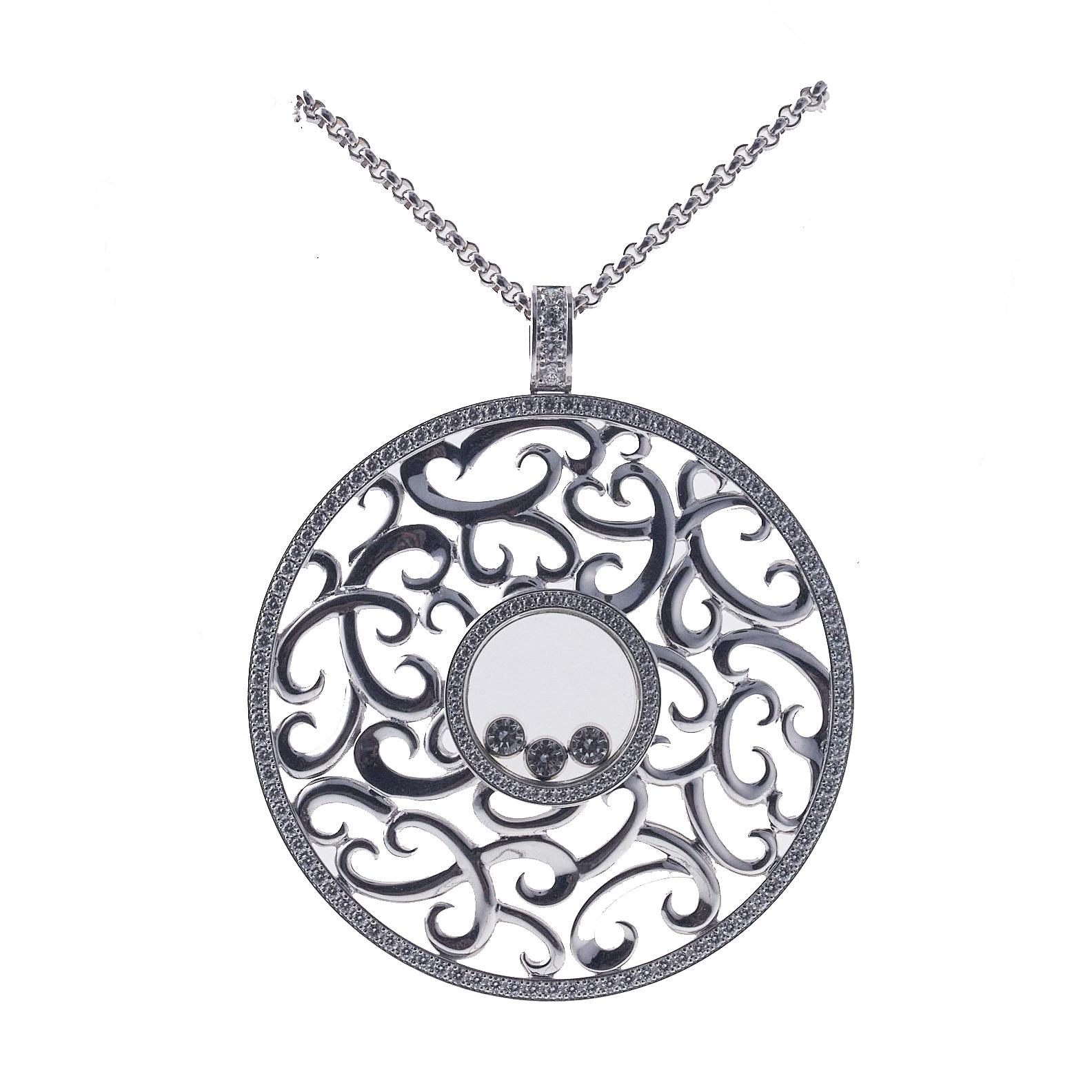 Chopard Happy Diamonds Gold Circle Pendant Necklace For Sale at 1stDibs