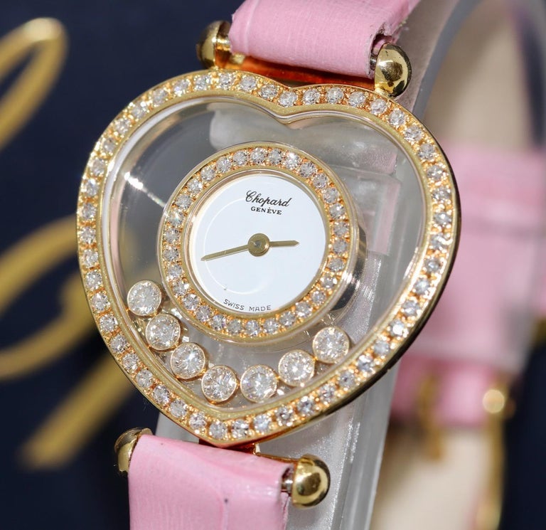 Chopard Happy Diamonds Heart, 18 Karat Gold Ladies Wrist Watch For Sale ...