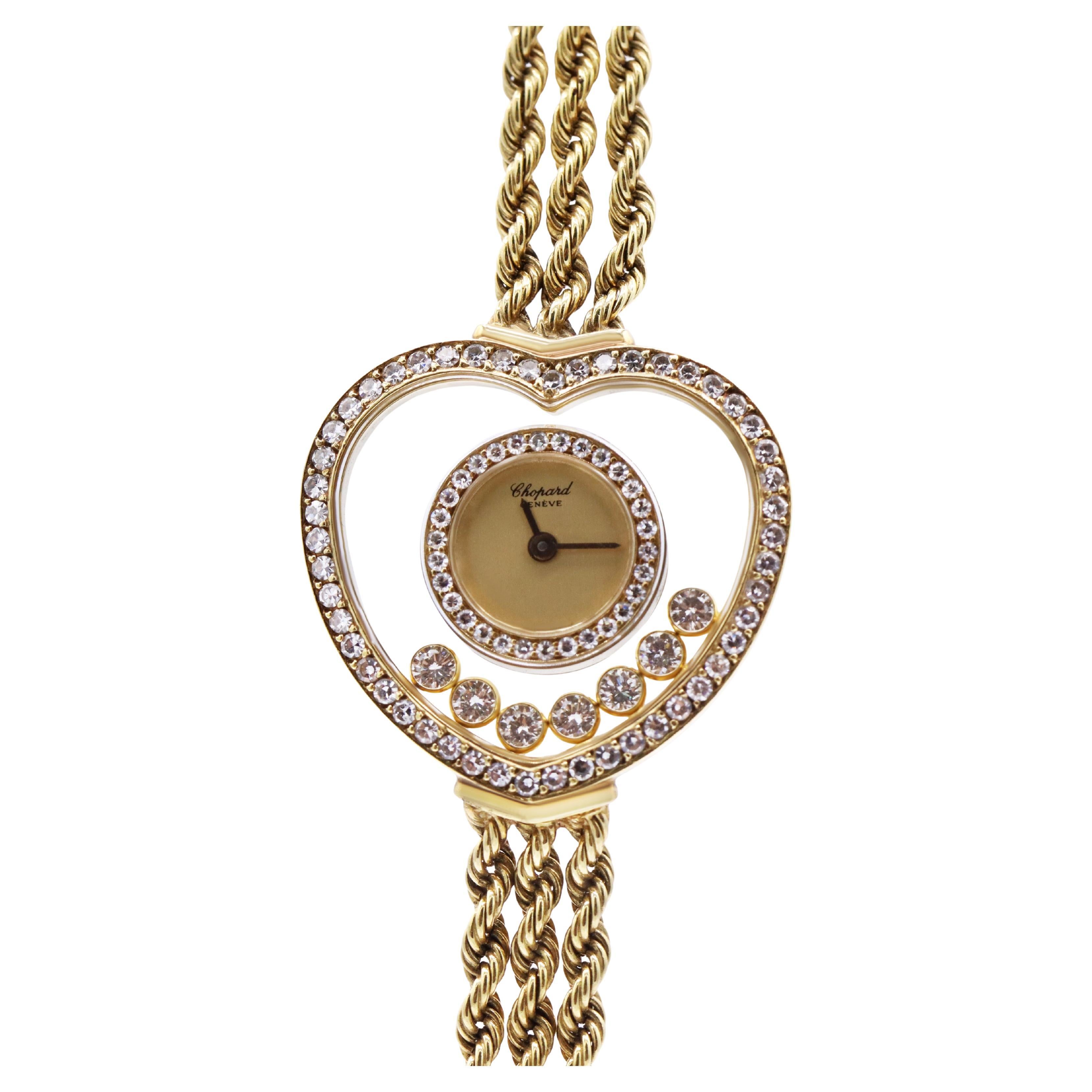 Chopard Happy Diamonds 4118 Ladies 18K Yellow Gold watch For Sale at ...