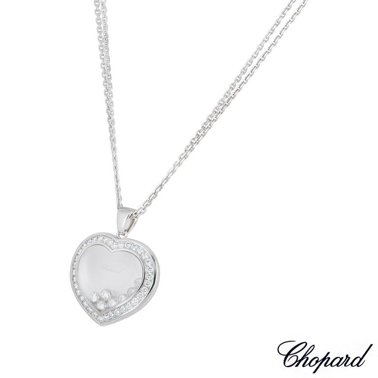 Chopard Happy Diamonds Heart Necklace with Double Gold Chain at 1stDibs ...