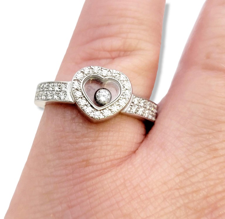 Chopard Happy Diamonds Heart Pave Halo Band Ring in 18 Karat White Gold ...
