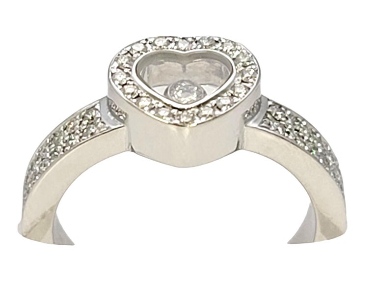 Chopard Happy Diamonds Heart Pave Halo Band Ring in 18 Karat White Gold ...