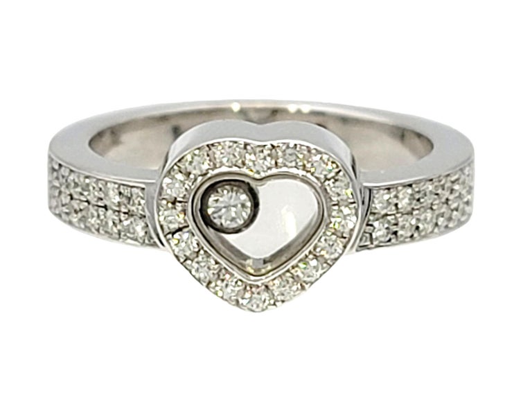 Chopard Happy Diamonds Heart Pave Halo Band Ring in 18 Karat White Gold ...
