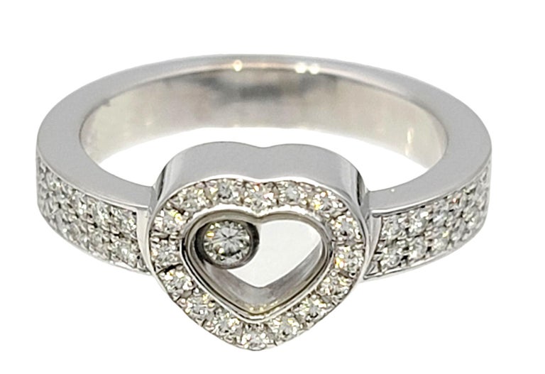Chopard Happy Diamonds Heart Pave Halo Band Ring in 18 Karat White Gold ...