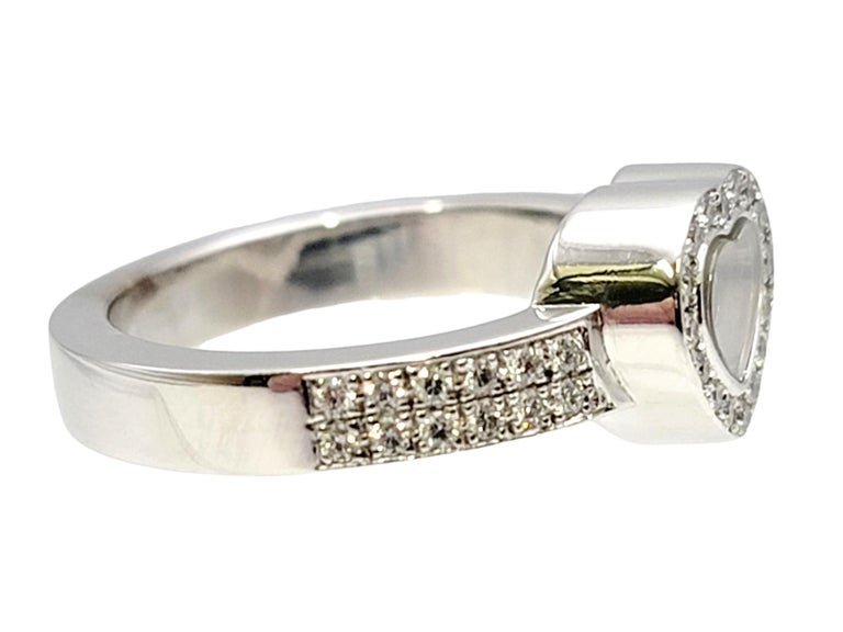Chopard Happy Diamonds Heart Pave Halo Band Ring in 18 Karat White Gold ...