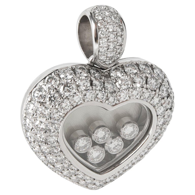 Chopard Happy Diamonds Heart Pendant in 18K White Gold 2.64 CTW For Sale at 1stDibs