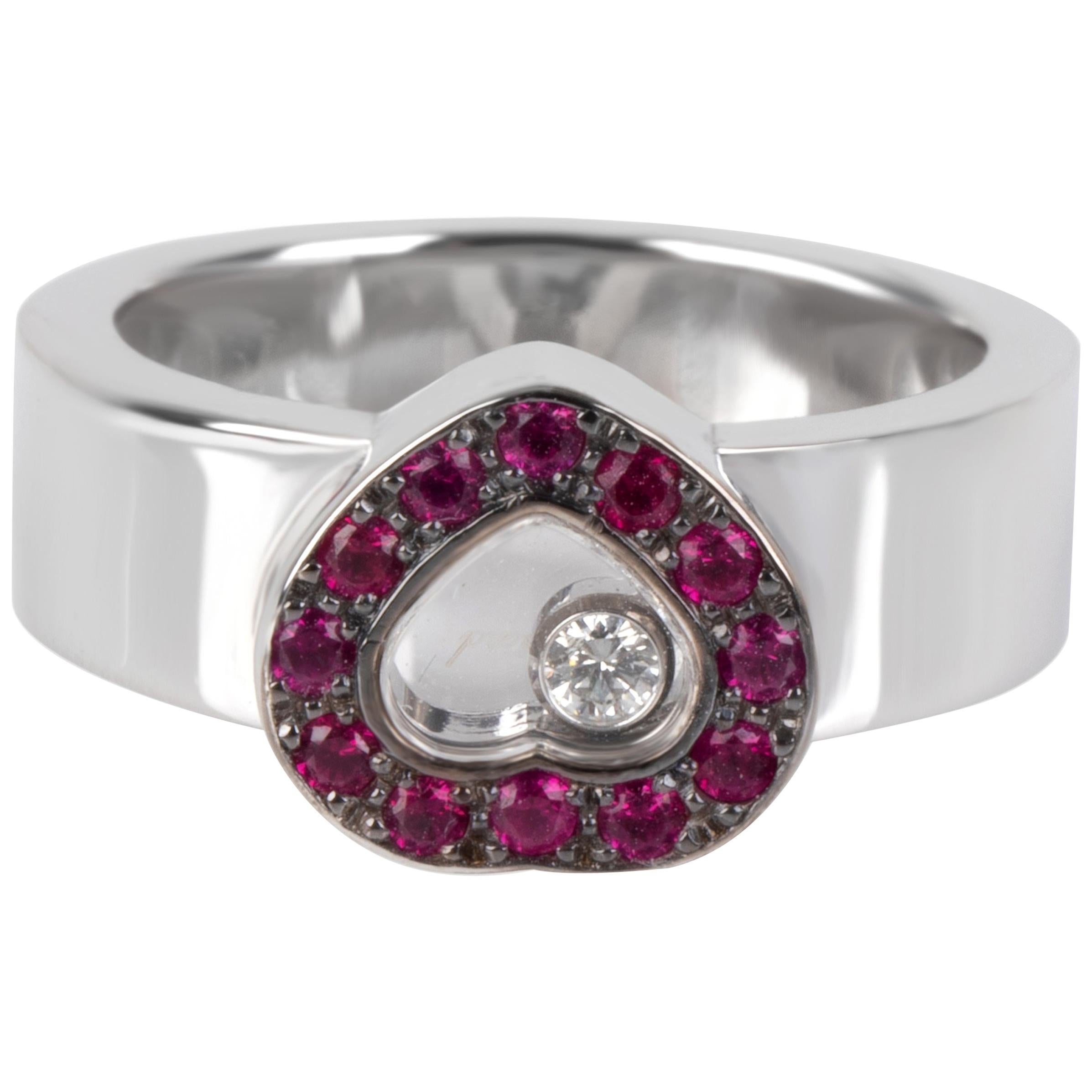 CHOPARD Happy Diamond Heart Pink Quartz White Gold Ring For Sale at ...