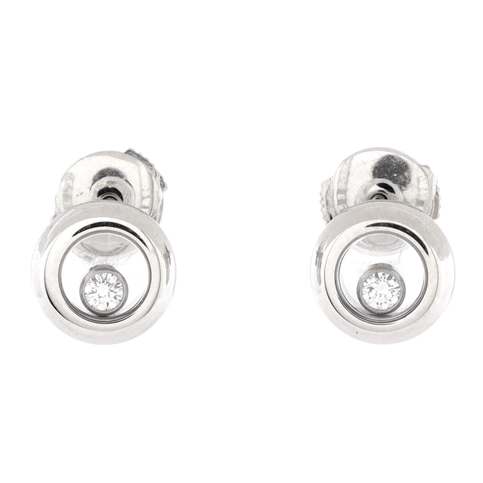 Chopard Happy Diamonds Icon Round Stud Earrings 18K White Gold with ...