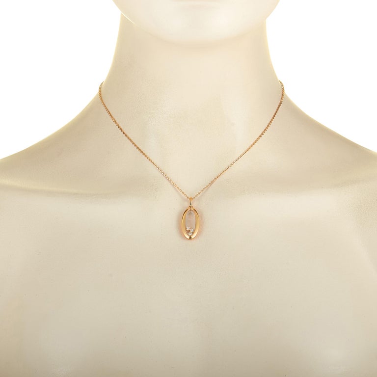 Chopard Happy Diamonds Rose Gold Floating Diamond Pendant Necklace at ...