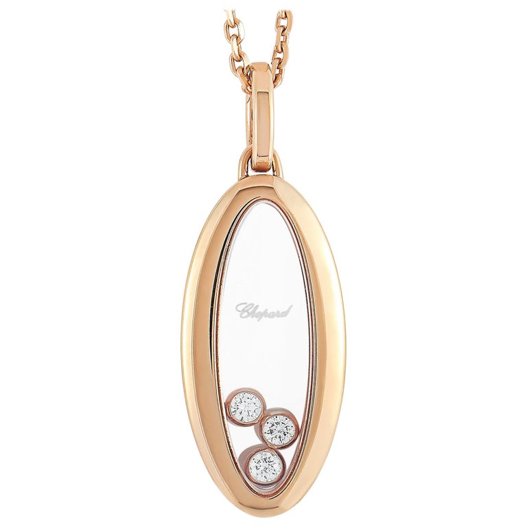 Chopard Happy Diamonds Rose Gold Floating Diamond Pendant Necklace at ...