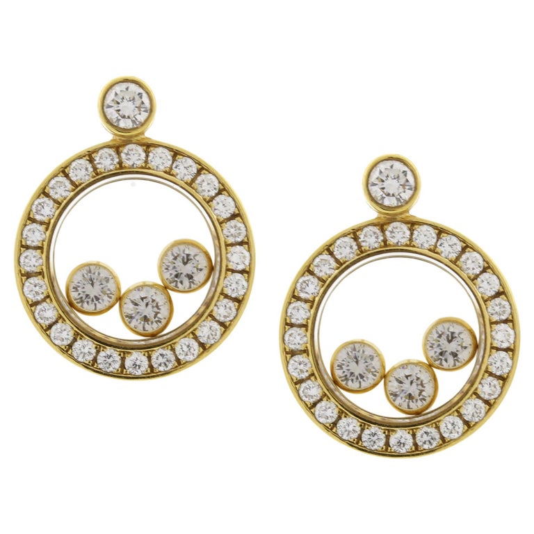 Chopard Happy Diamonds Round Drop Earrings For Sale at 1stDibs