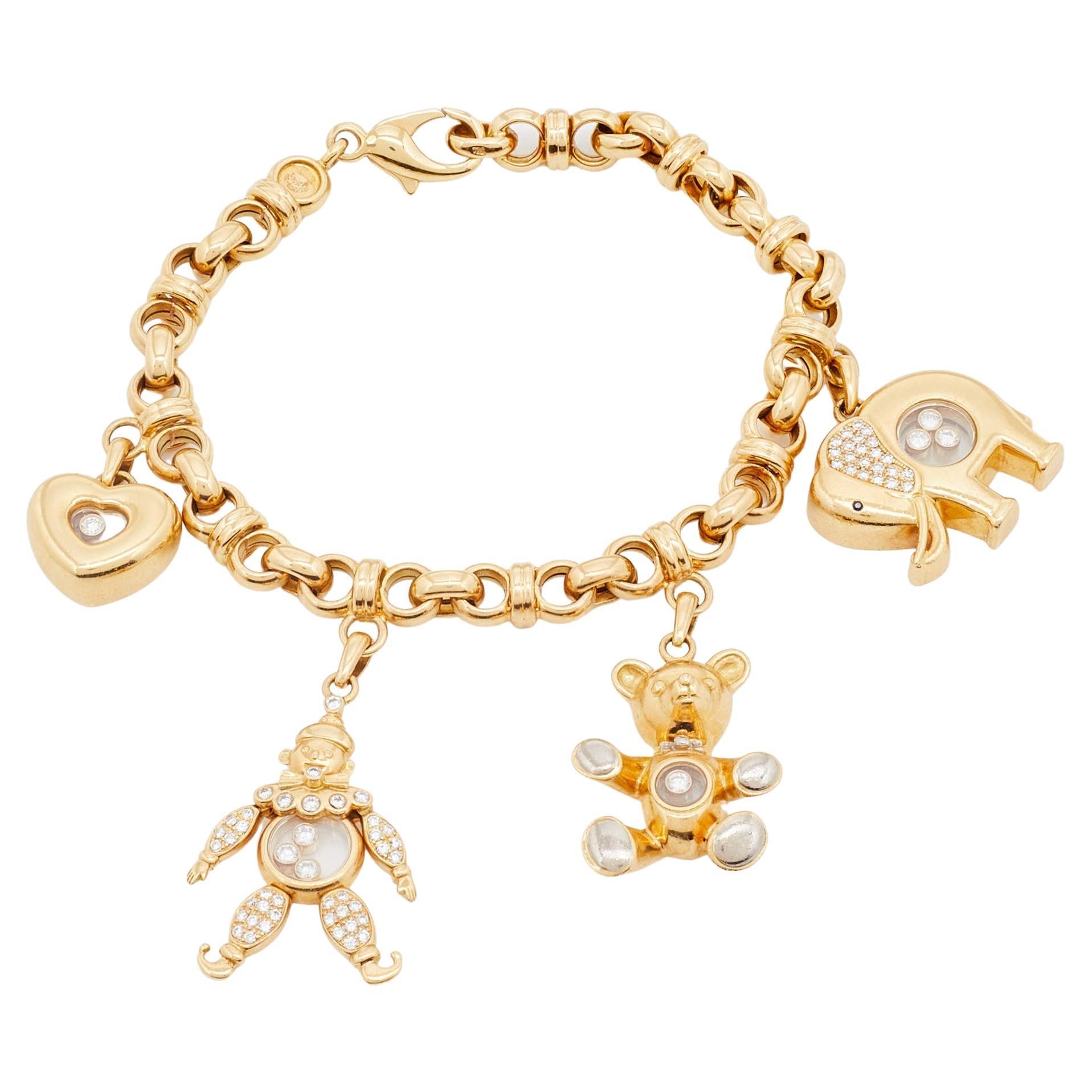 Chopard "I Love You" Happy Diamonds Charm Bracelet in 18k Yellow Gold ...