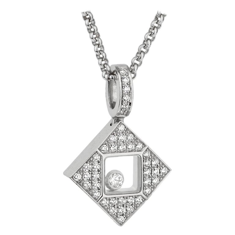 Chopard Happy Diamonds Square White Gold Necklace For Sale at 1stDibs
