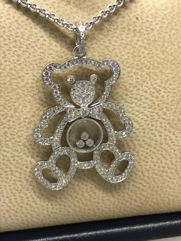 Chopard Happy Diamonds White Gold Teddy Bear Pendant / Necklace at ...