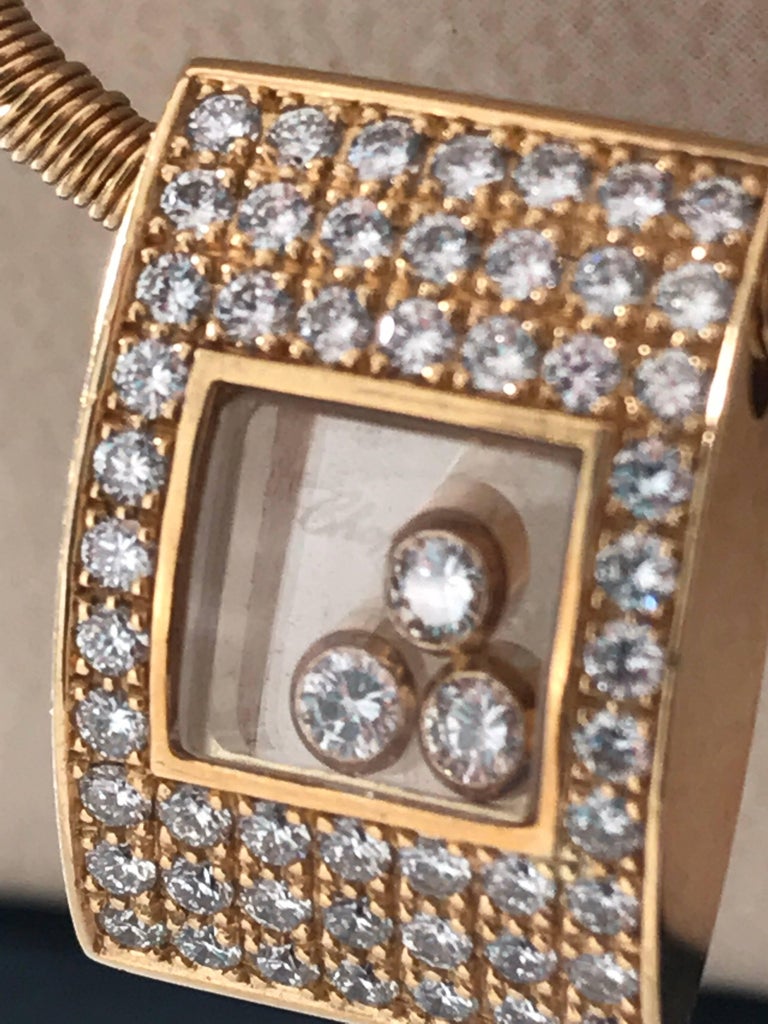 Chopard Happy Diamonds Yellow Gold Full Diamond Pendant / Necklace 79/ ...