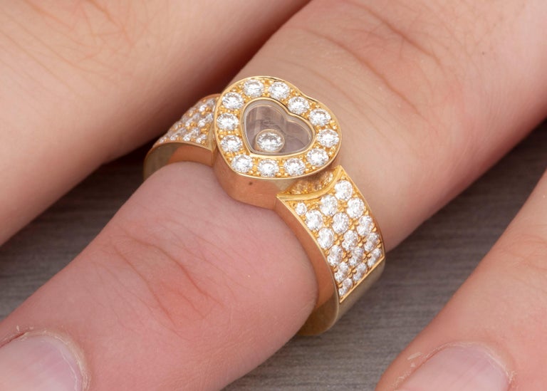 Chopard Happy Diamonds Yellow Gold Pave Diamond Heart Ring 82/8937 For ...
