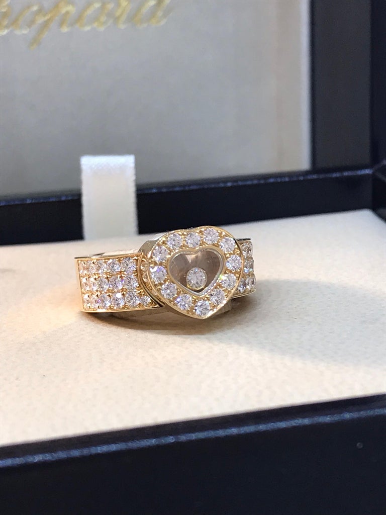 Chopard Happy Diamonds Yellow Gold Pave Diamond Heart Ring 82/8937 For ...