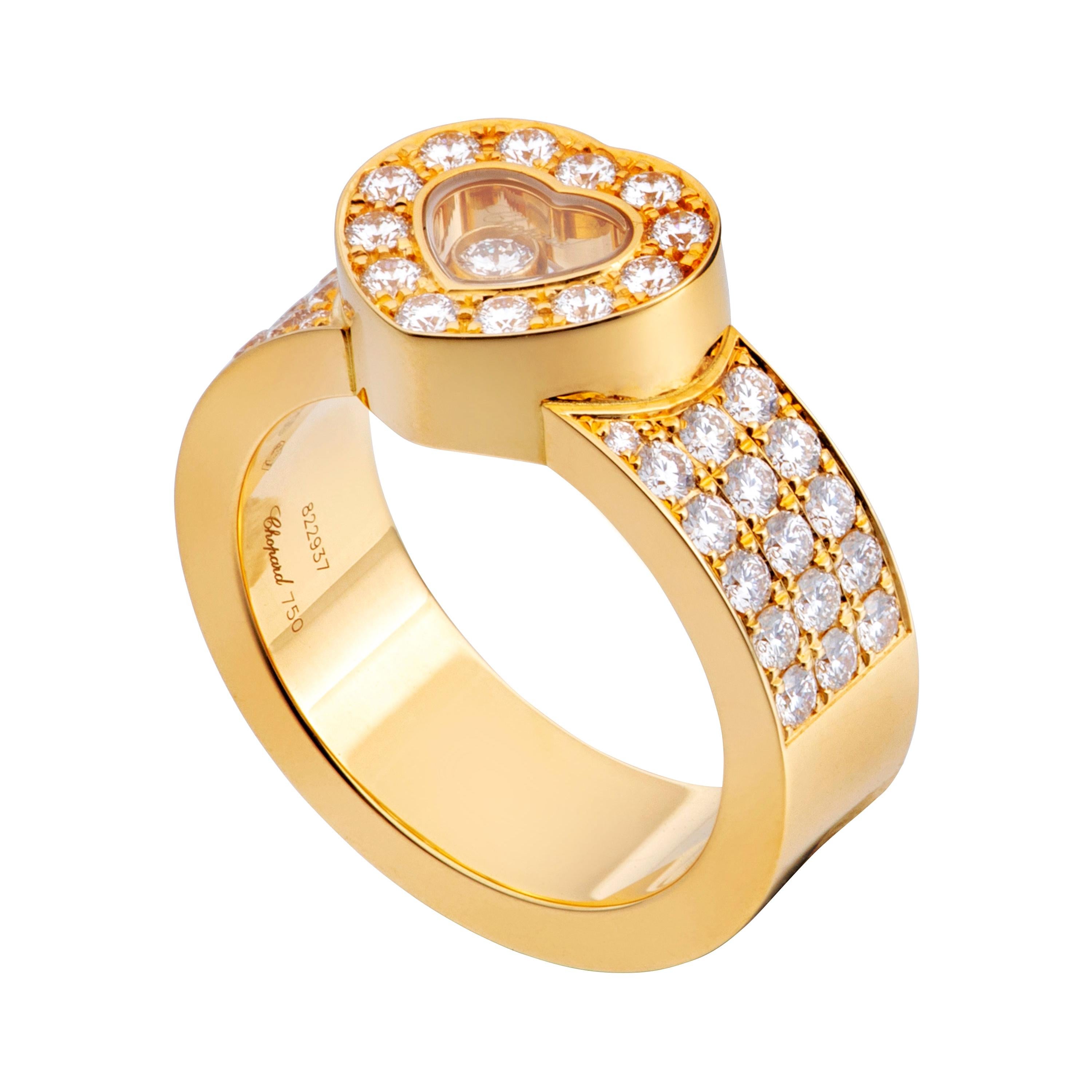 Chopard Happy Diamond Pink Quartz Gold Heart Ring For Sale at 1stdibs