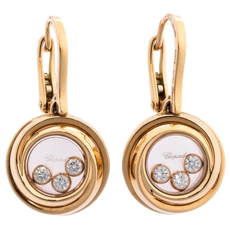 Chopard Happy Emotions Diamond 18K Rose Gold Earrings at 1stDibs