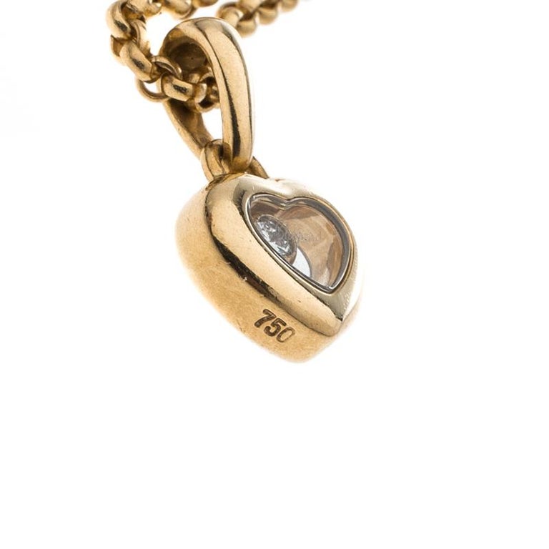 Chopard Happy Heart Diamond and 18k Yellow Gold Pendant Necklace For ...