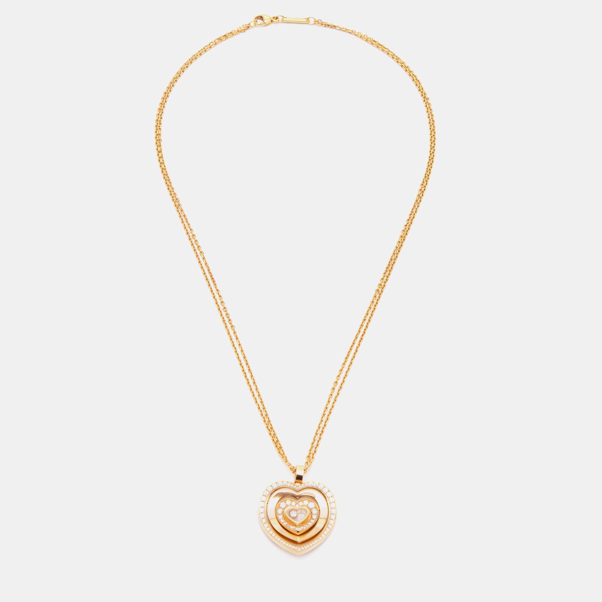 Chopard Happy Heart Happy Diamonds 18k Rose Gold Pendant Necklace at ...