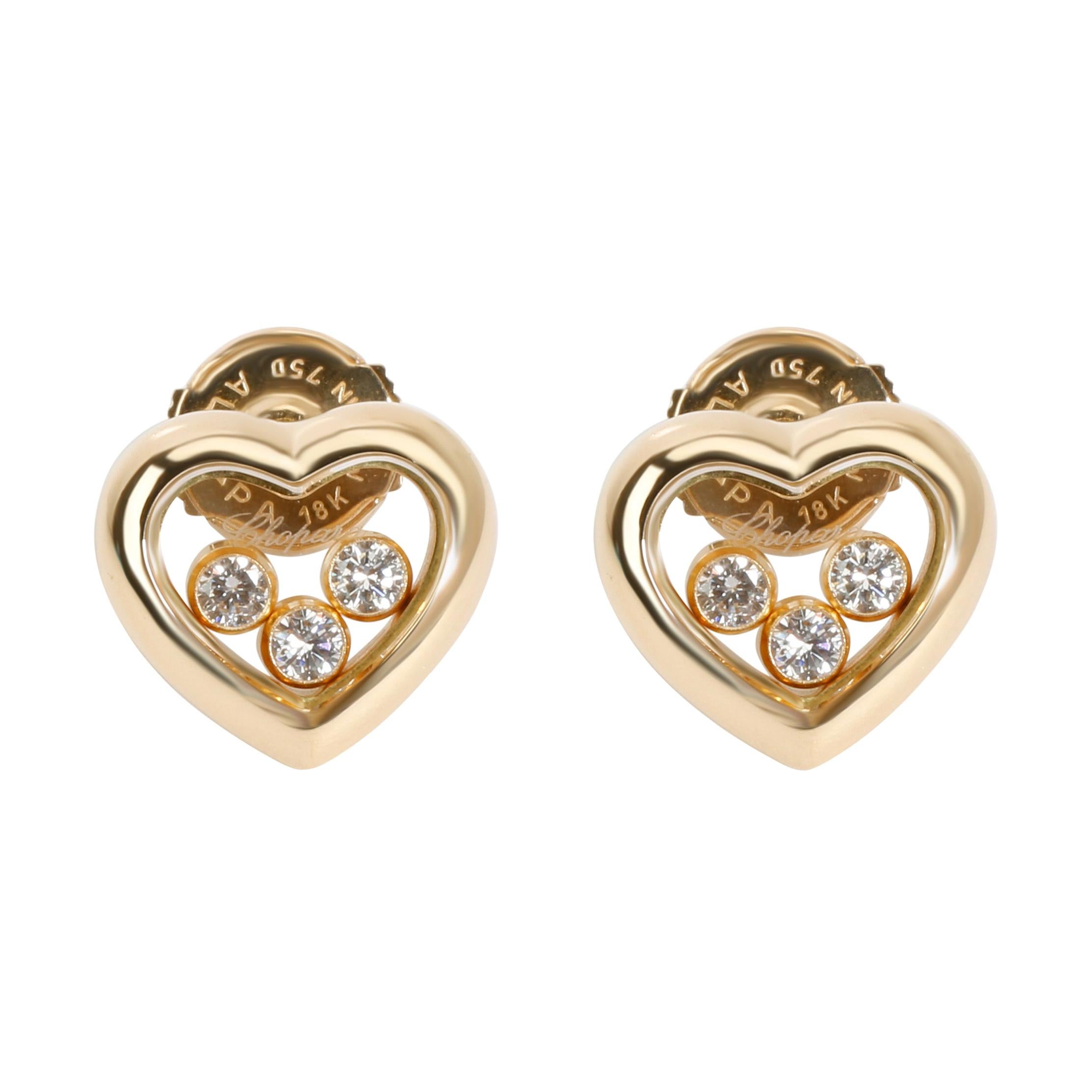 Chopard Happy Hearts Diamond Earring in 18 Karat Yellow Gold 0.18 Carat ...