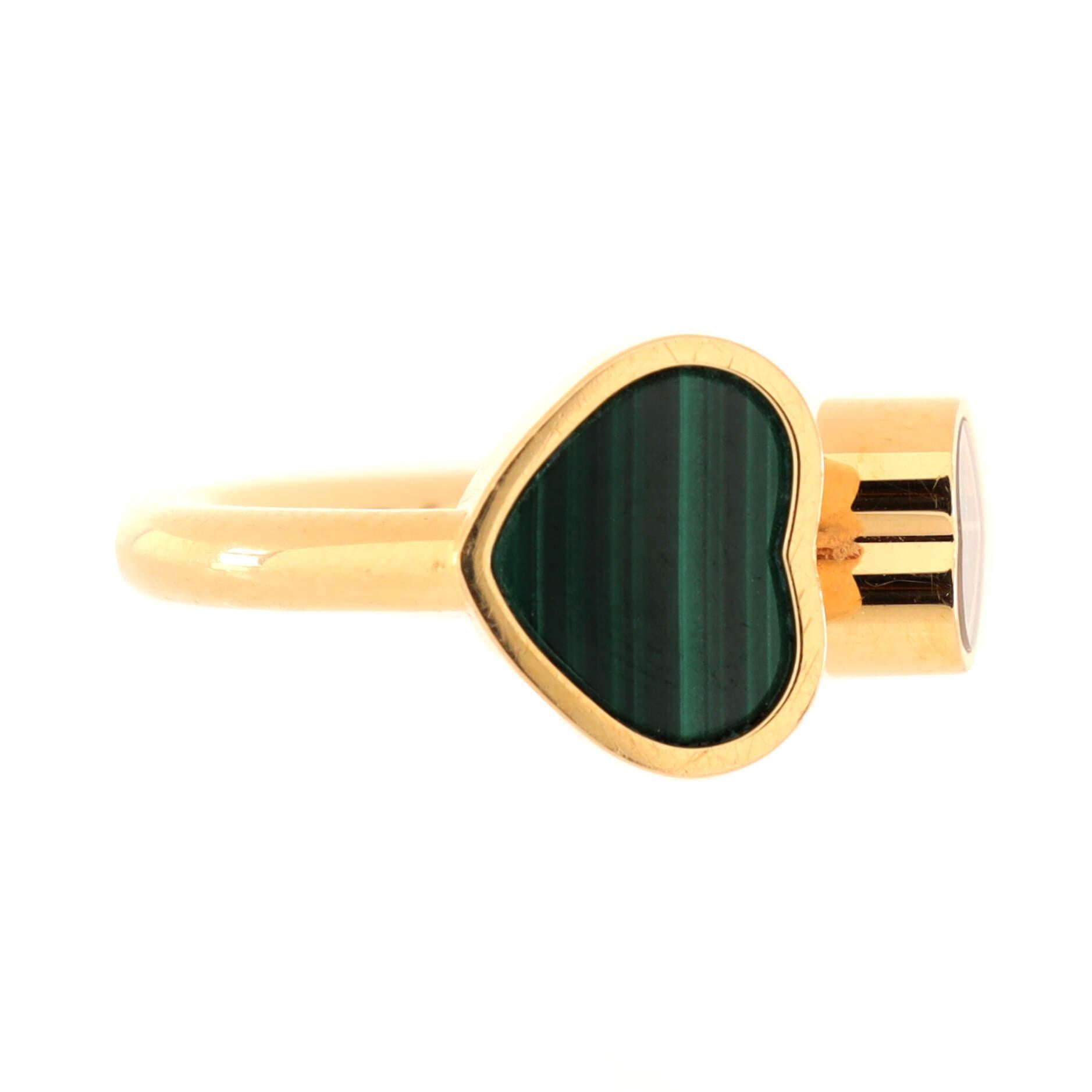 Chopard Happy Hearts Ring 18k Yellow Gold and Malachite with Floating ...