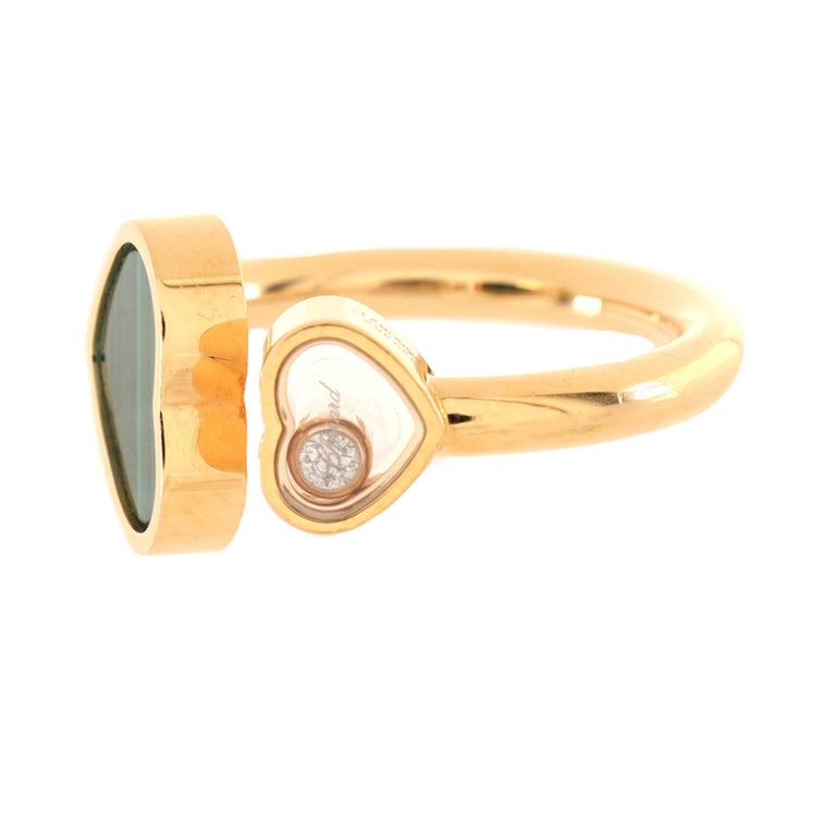 Chopard Happy Hearts Ring 18K Yellow Gold and Malachite with Floating ...