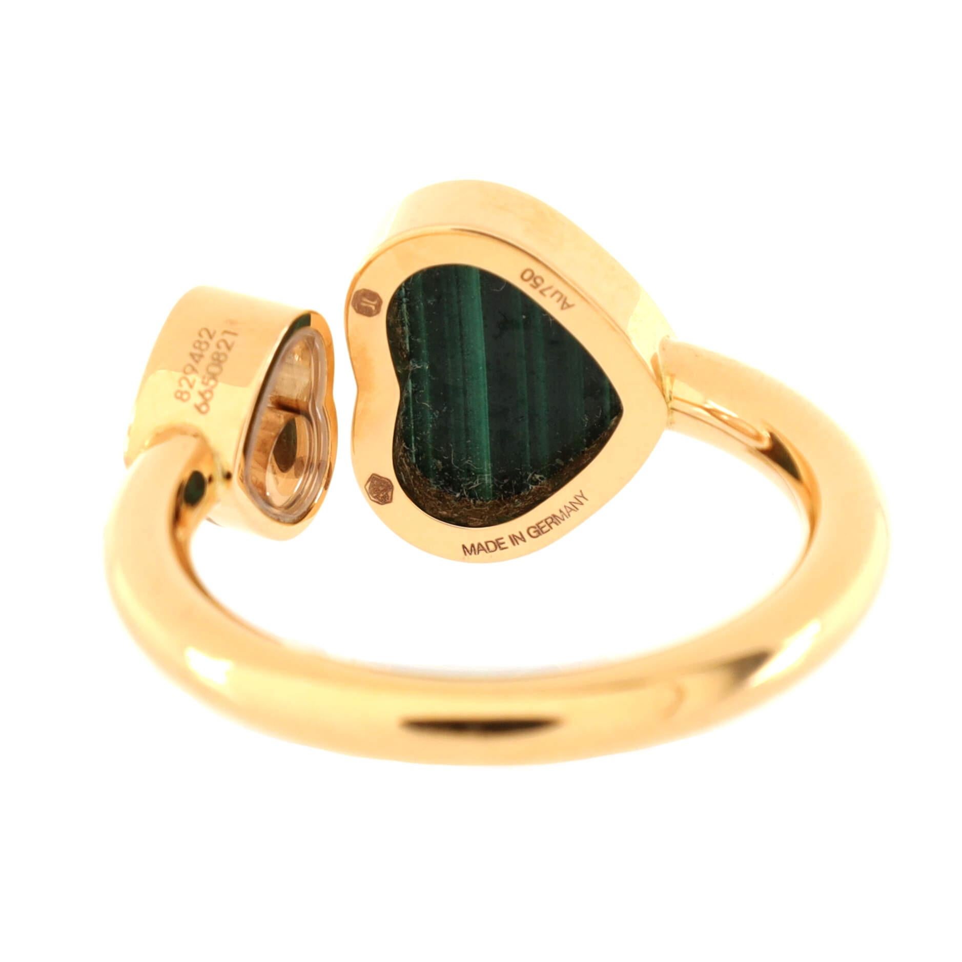 Chopard Happy Hearts Ring 18k Yellow Gold and Malachite with Floating ...