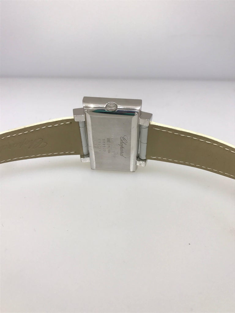 Chopard Happy Spirit 18 Karat White Gold Pave Diamond Leather Band ...