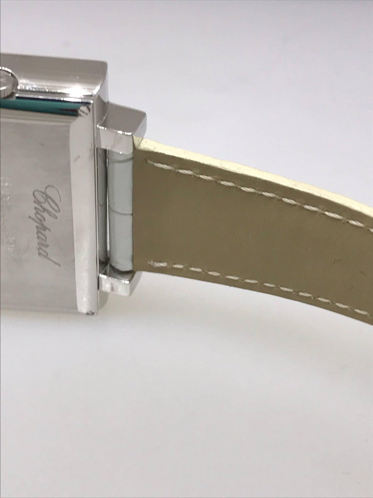 Chopard Happy Spirit 18 Karat White Gold Pave Diamond Leather Band ...